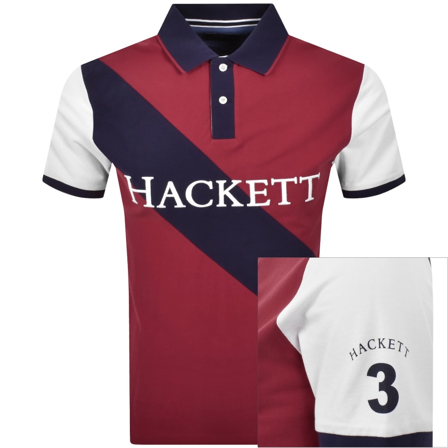 Hackett Number Polo T Shirt Red | Mainline Menswear